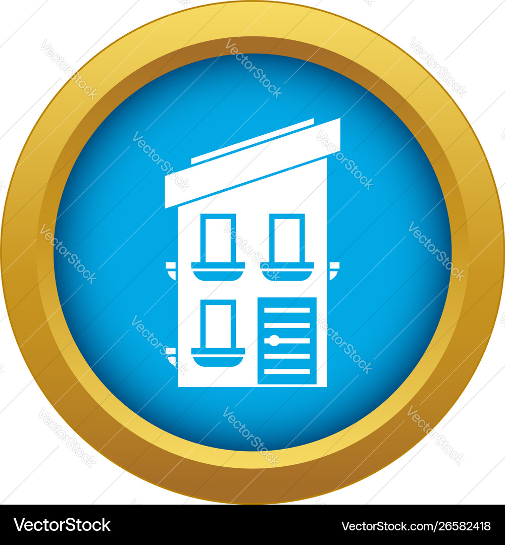 Two-storey house icon blue isolated Royalty Free Vector