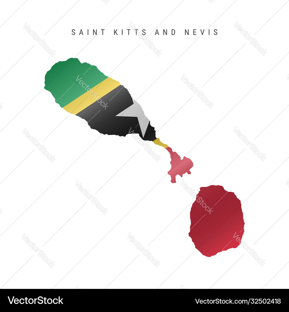 Waving flag map saint kitts and nevis Royalty Free Vector