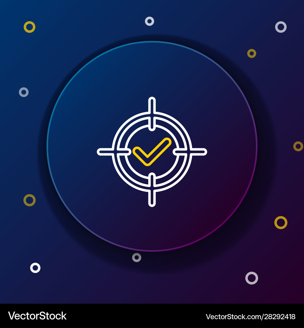 White and yellow line target and check mark icon Vector Image