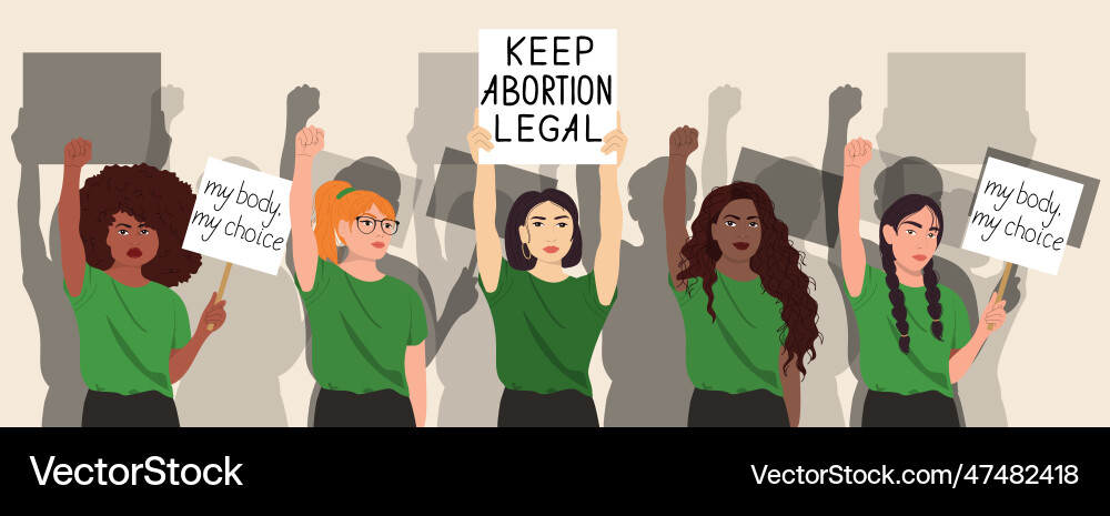 Women protesting against abortion law Royalty Free Vector