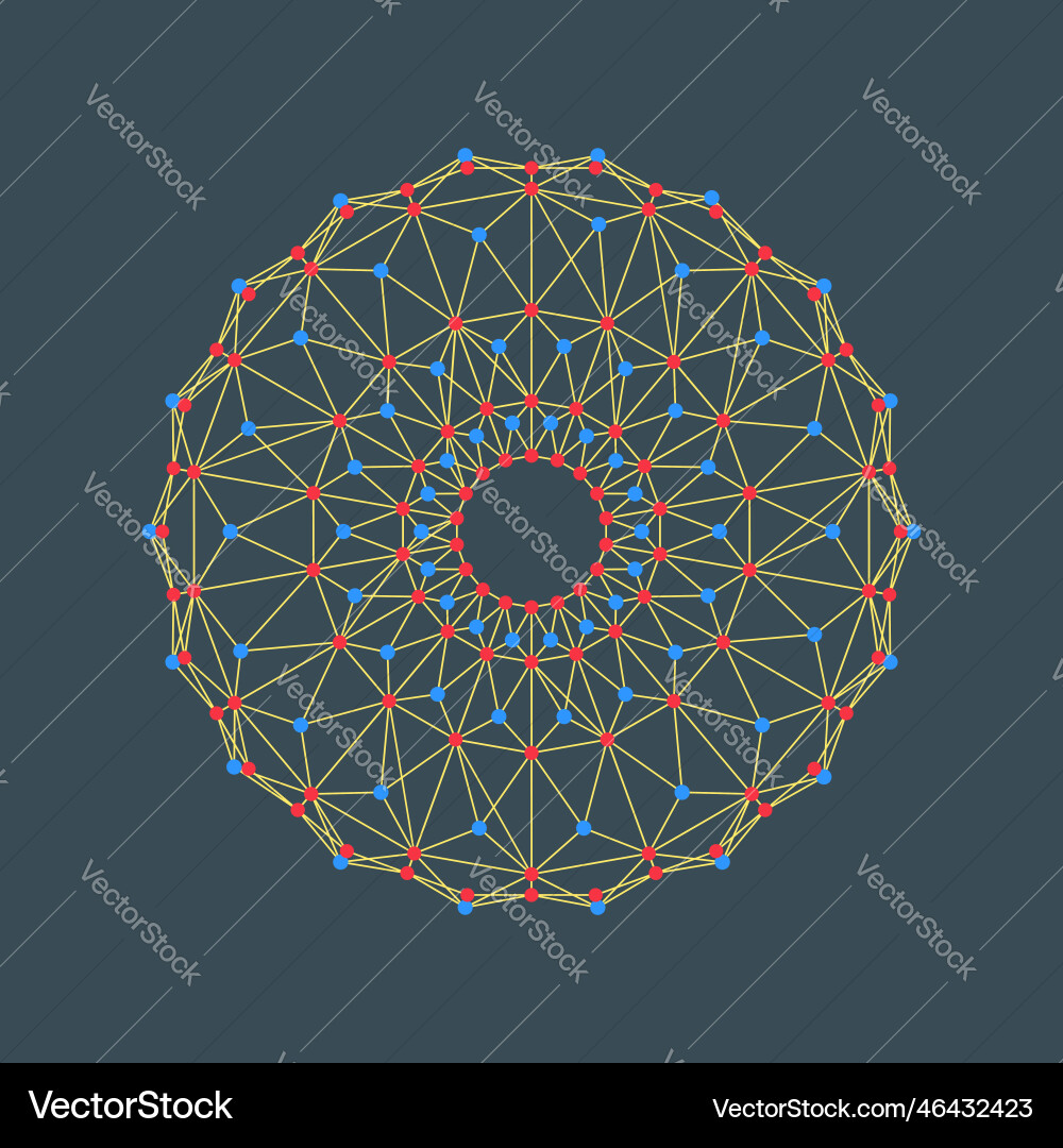 A circle composed of dots and lines wireframe 3d Vector Image