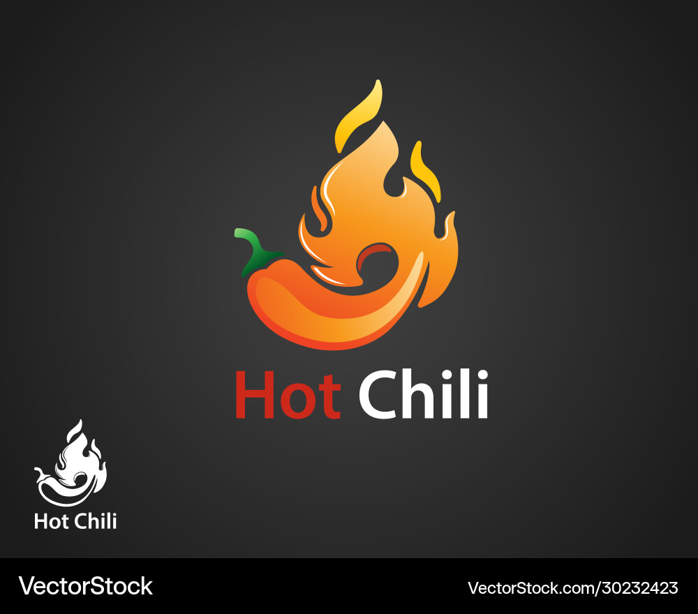 Abstract hot chili fire burn logo design Vector Image