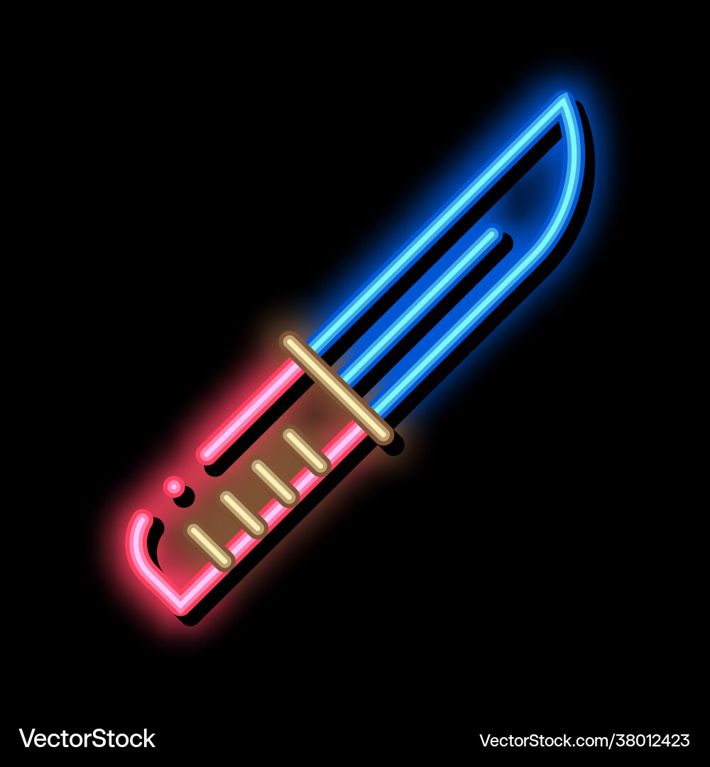 Camping knife sign neon glow icon Royalty Free Vector Image