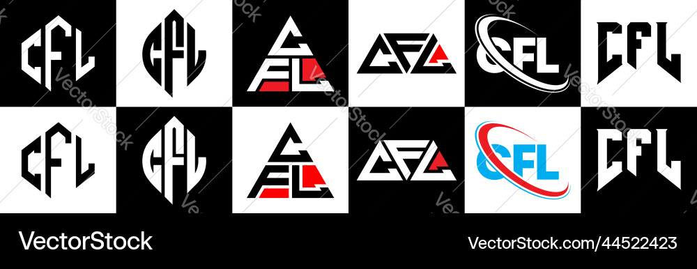 Cfl letter logo design in six style polygon Vector Image