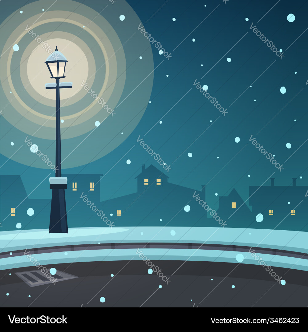 City in the snow Royalty Free Vector Image - VectorStock