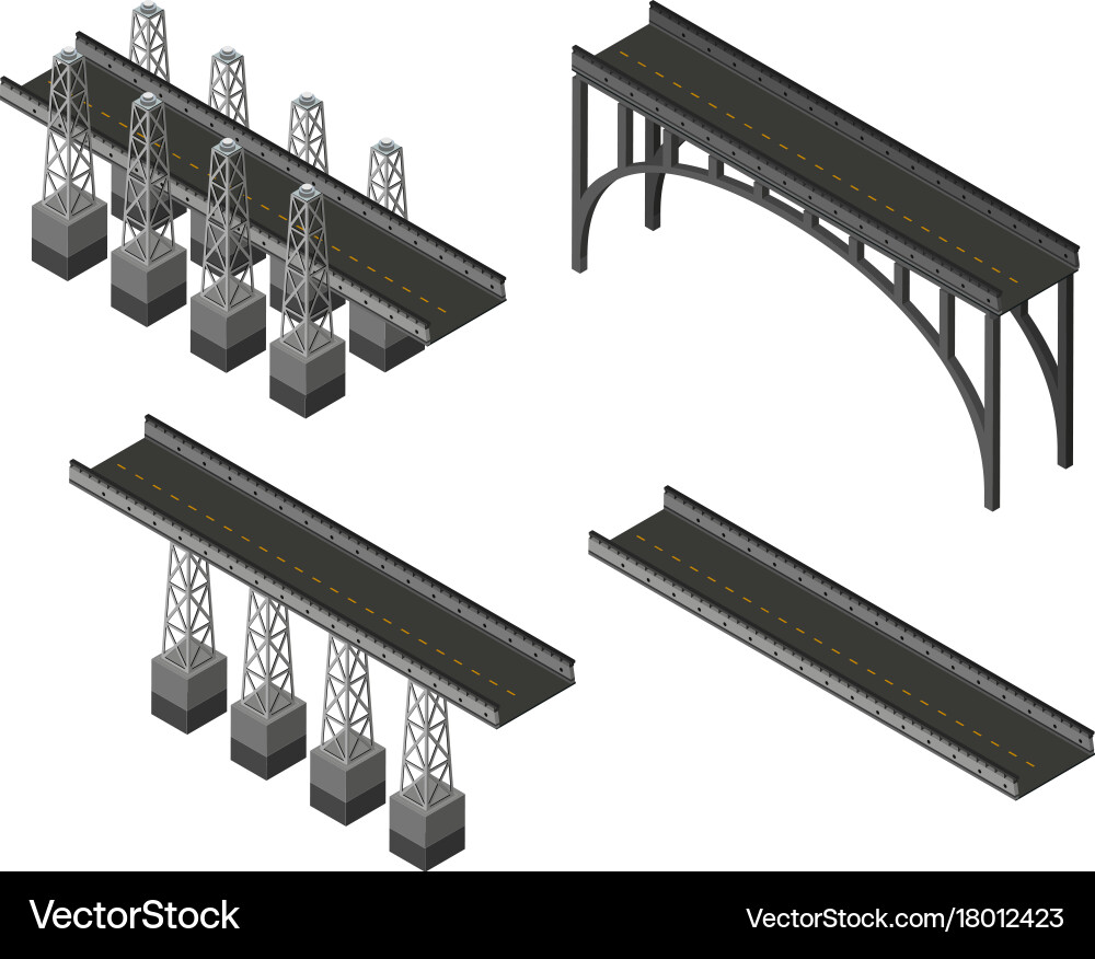 Different designs of bridges Royalty Free Vector Image