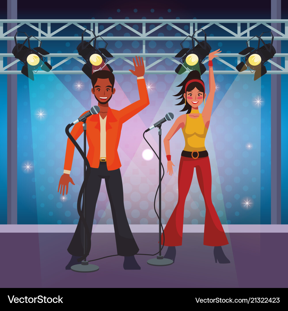Disco artist at stage cartoons Royalty Free Vector Image