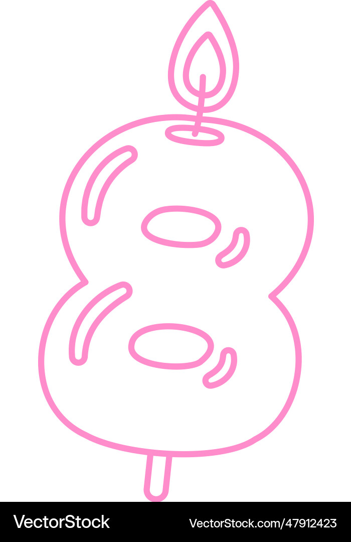 Eight number birthday candle Royalty Free Vector Image