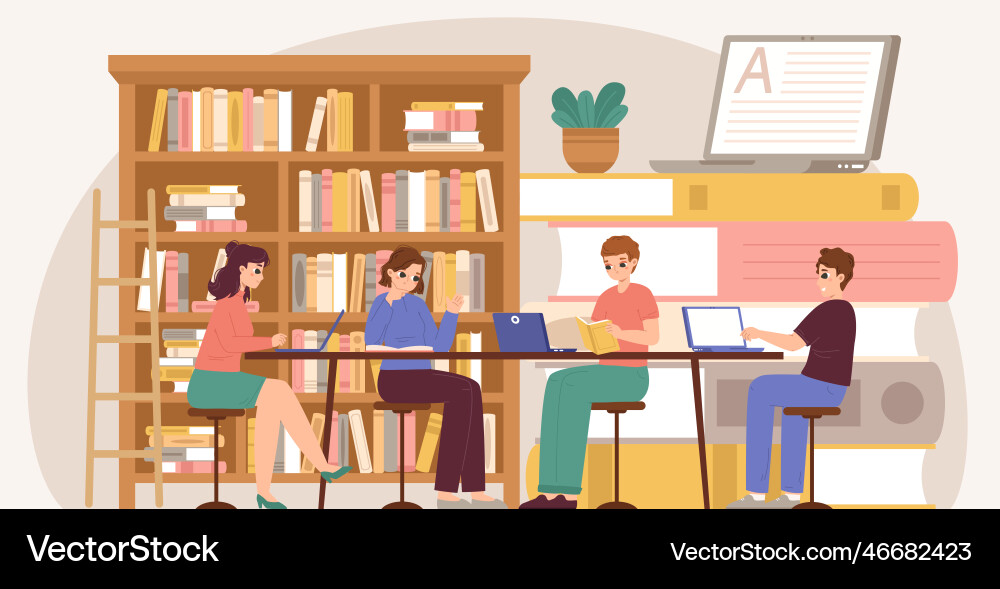 Exam preparing in group exams planning college Vector Image