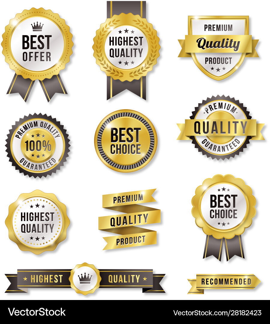 Golden commercial labels Royalty Free Vector Image