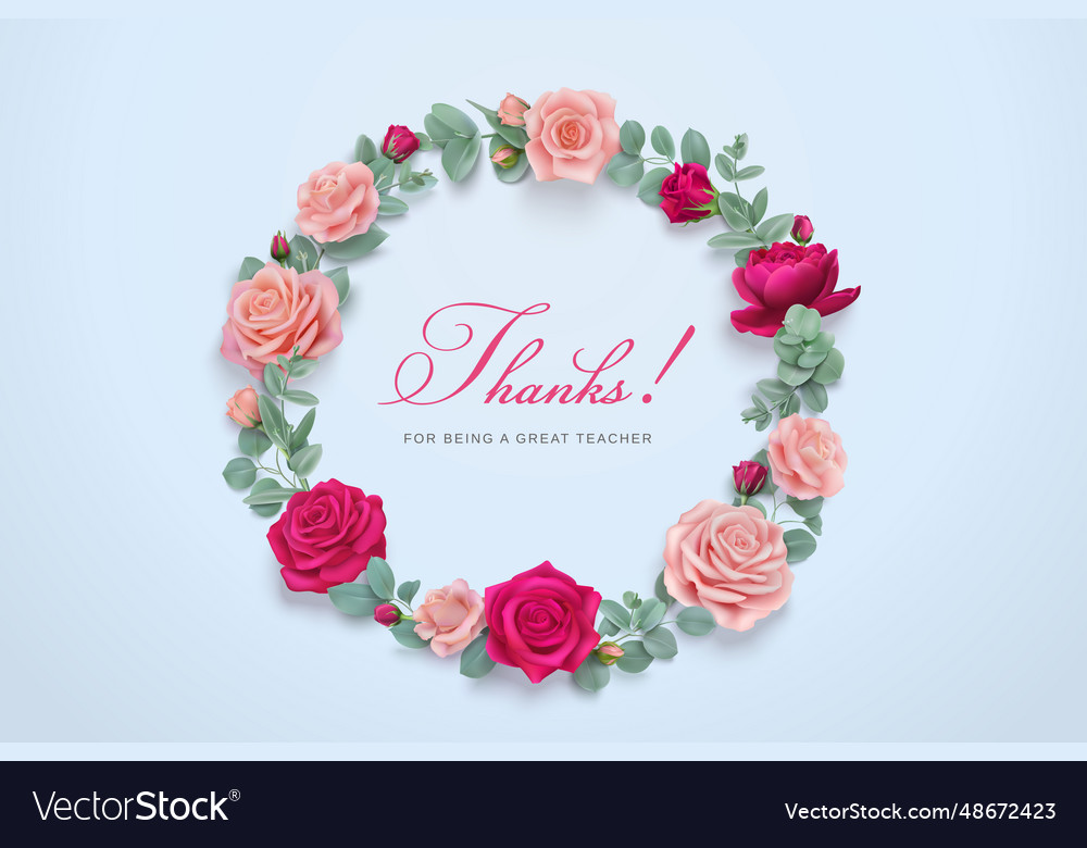 Happy teachers day background with roses Vector Image