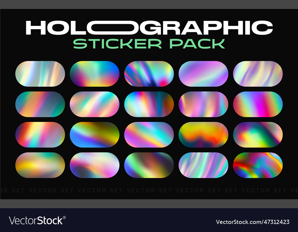 Holographic stickers pack mockup hologram labels Vector Image Holographic stickers pack mockup hologram labels Vector Image