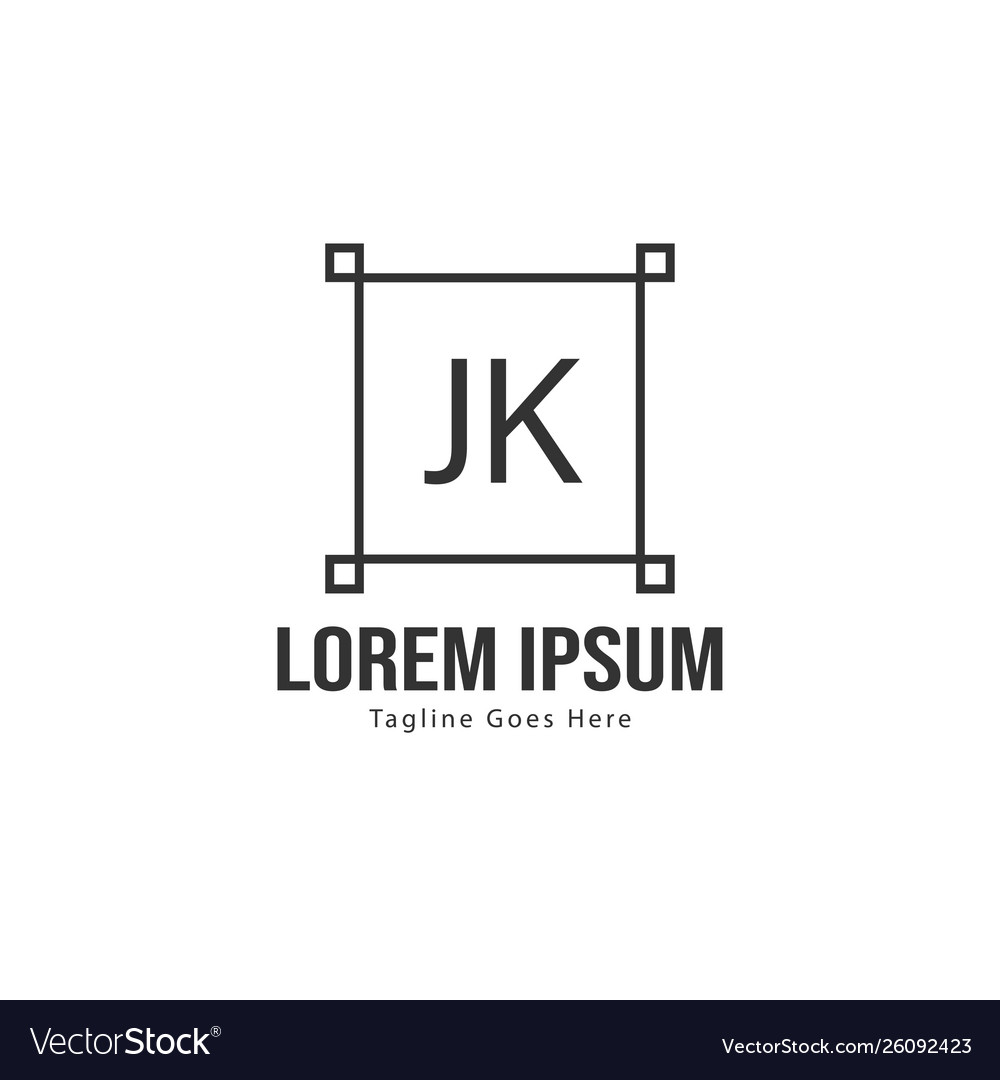 Initial jk logo template with modern frame Vector Image