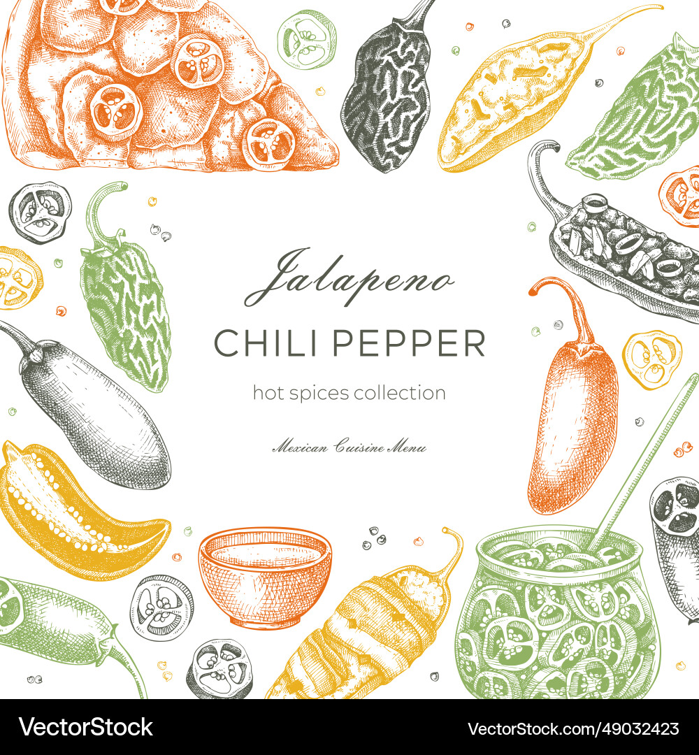 Mexican cuisine menu restaurant frame design ripe Vector Image