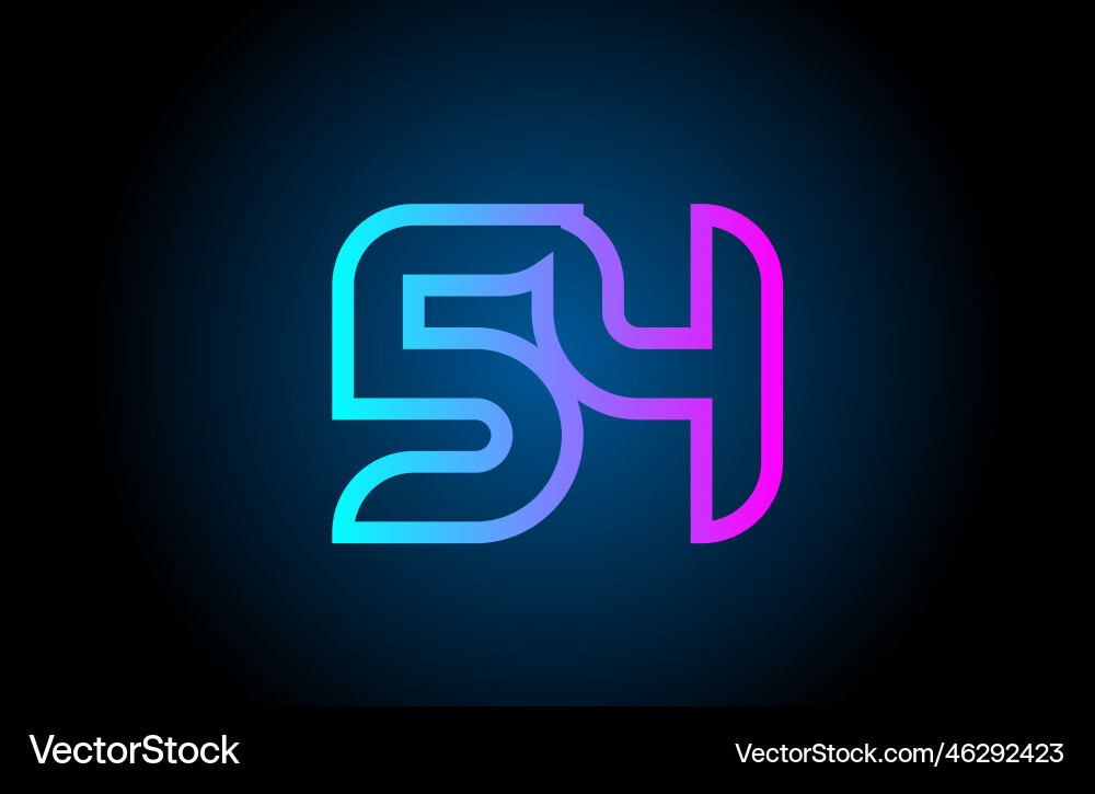 Pink line 54 number logo icon design creative Vector Image