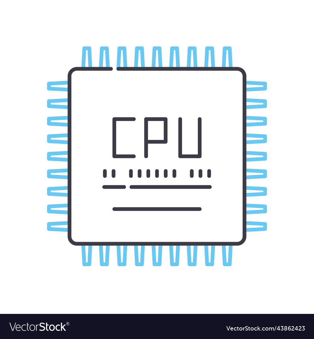 Processor Unit Line Icon Outline Symbol Royalty Free Vector
