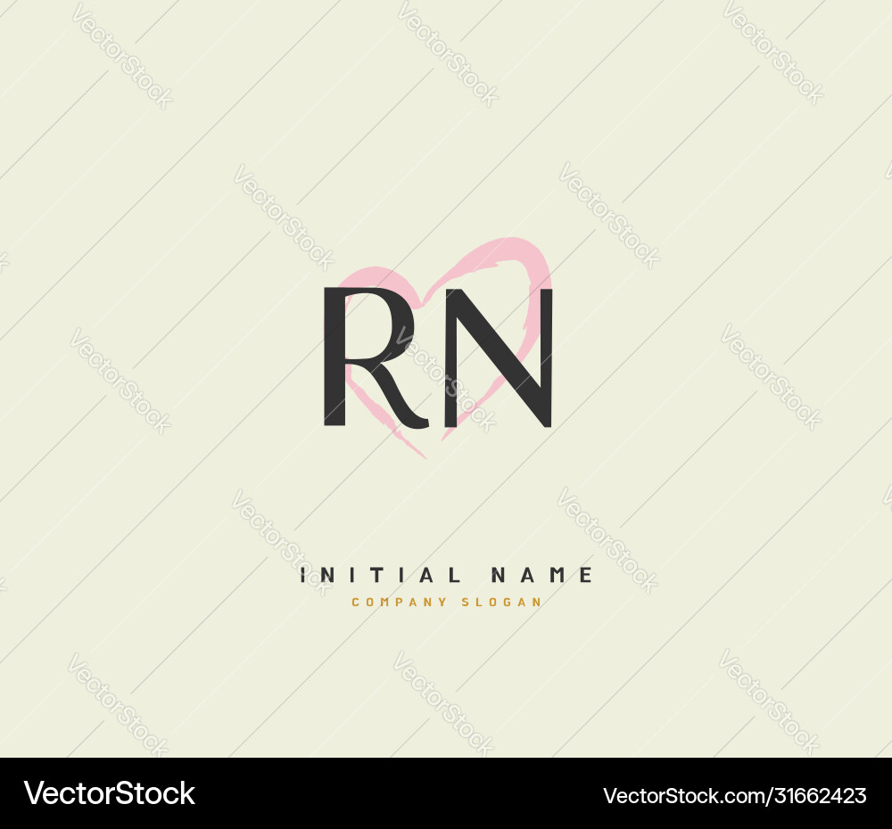 R n rn beauty initial logo handwriting logo Vector Image