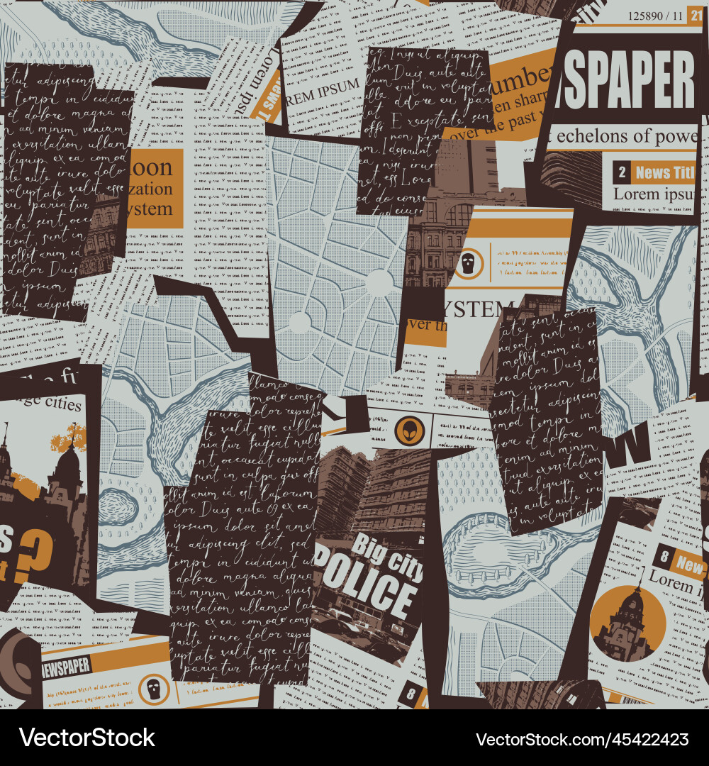 Seamless pattern with collage of newspaper Vector Image