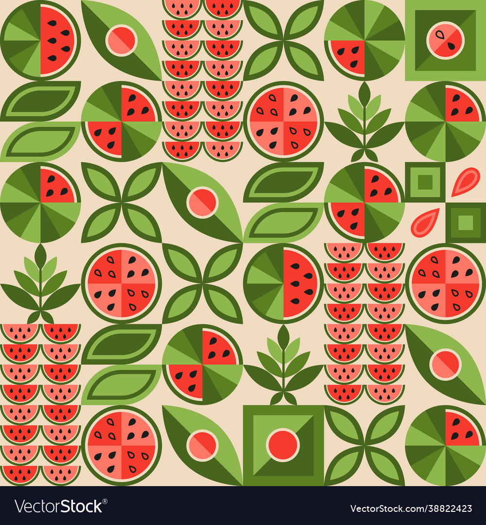 Seamless pattern with watermelon geometric shapes Vector Image