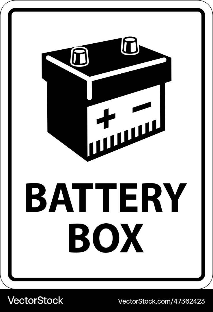 Symbol battery sign box on white Royalty Free Vector Image