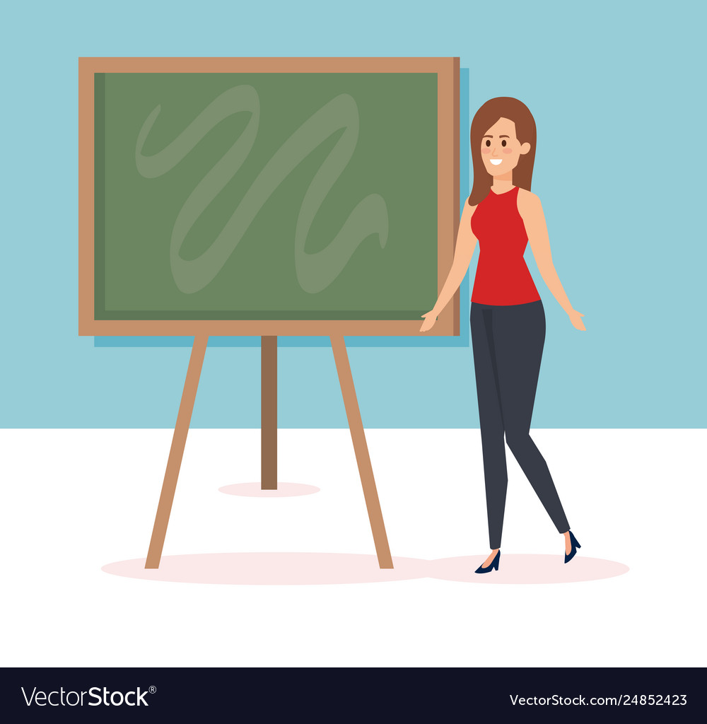 Woman teacher with blackboard and blouse jean Vector Image