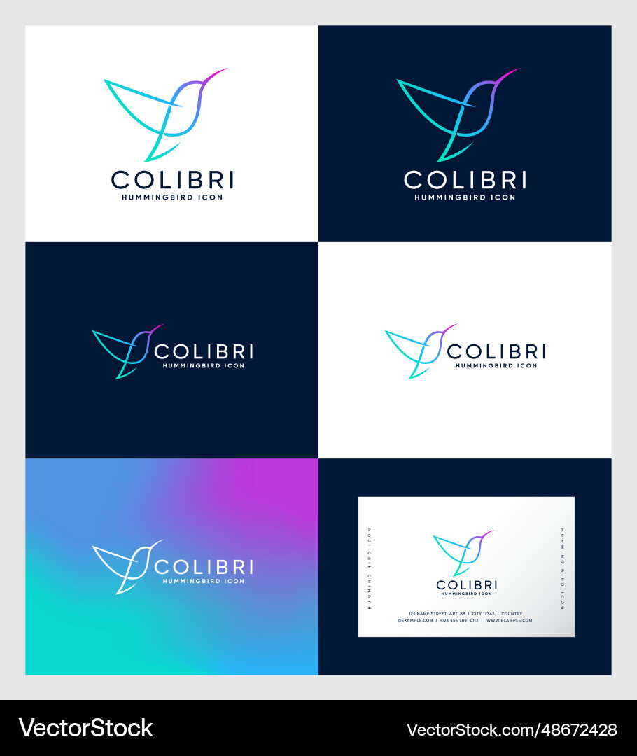 Colibri icon hummingbird emblem linear design Vector Image