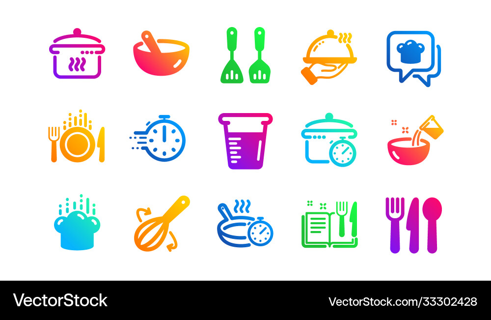 Cooking icons boiling time frying pan Royalty Free Vector