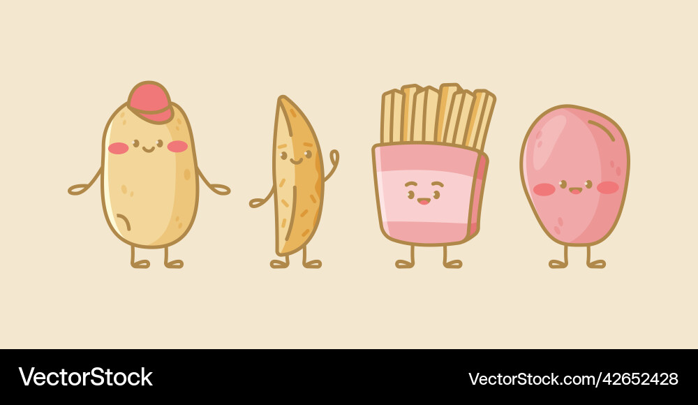Cute potato characters cartoon Royalty Free Vector Image