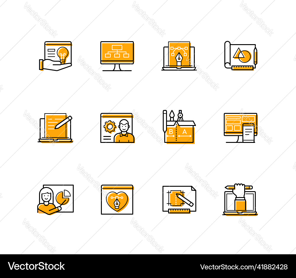 Designer work - modern line design style icons set