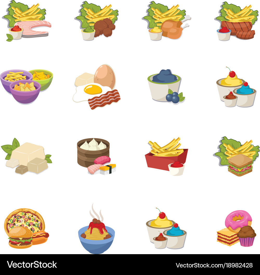 Food icons Royalty Free Vector Image - VectorStock