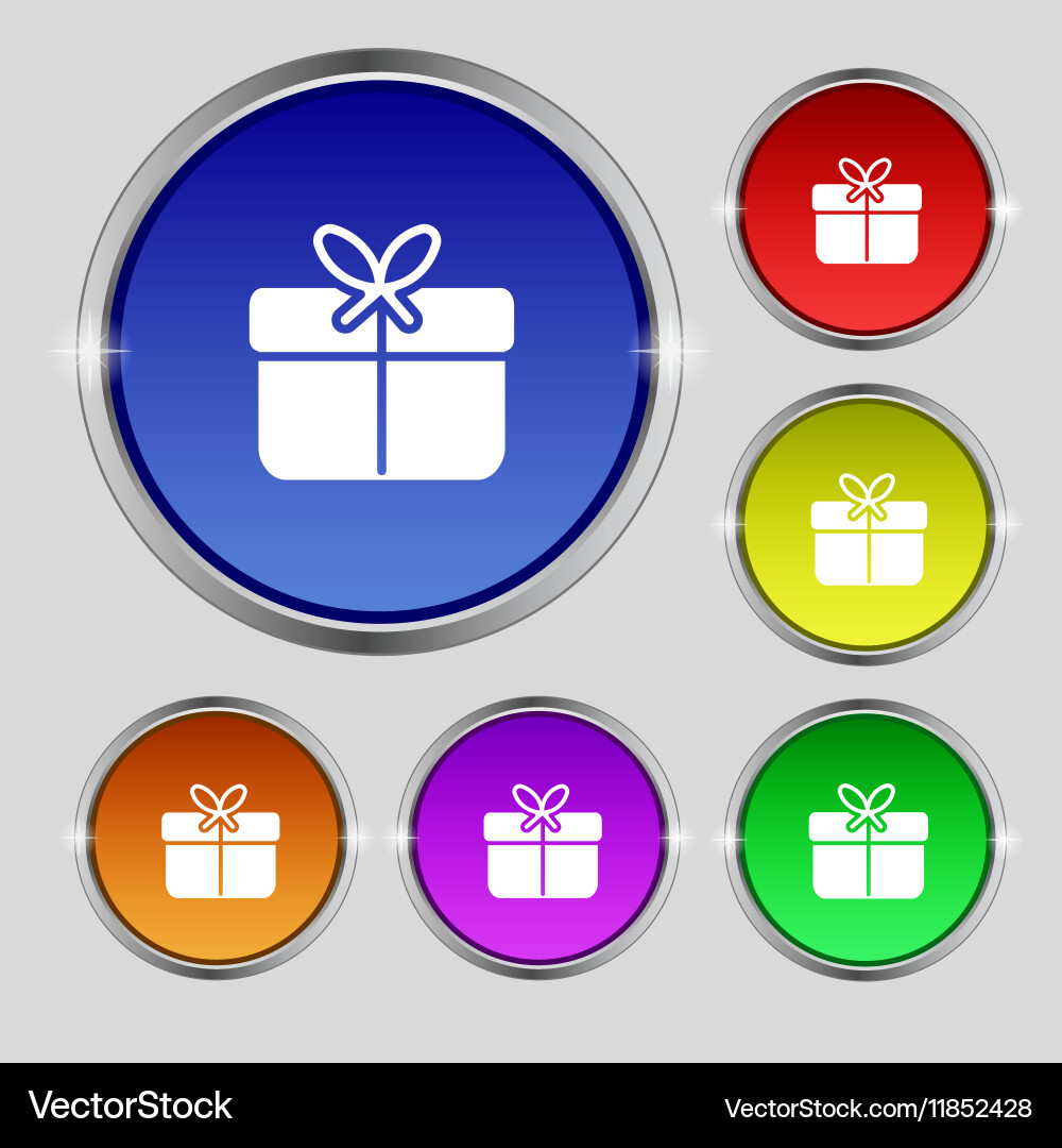 Gift box icon sign round symbol on bright Vector Image