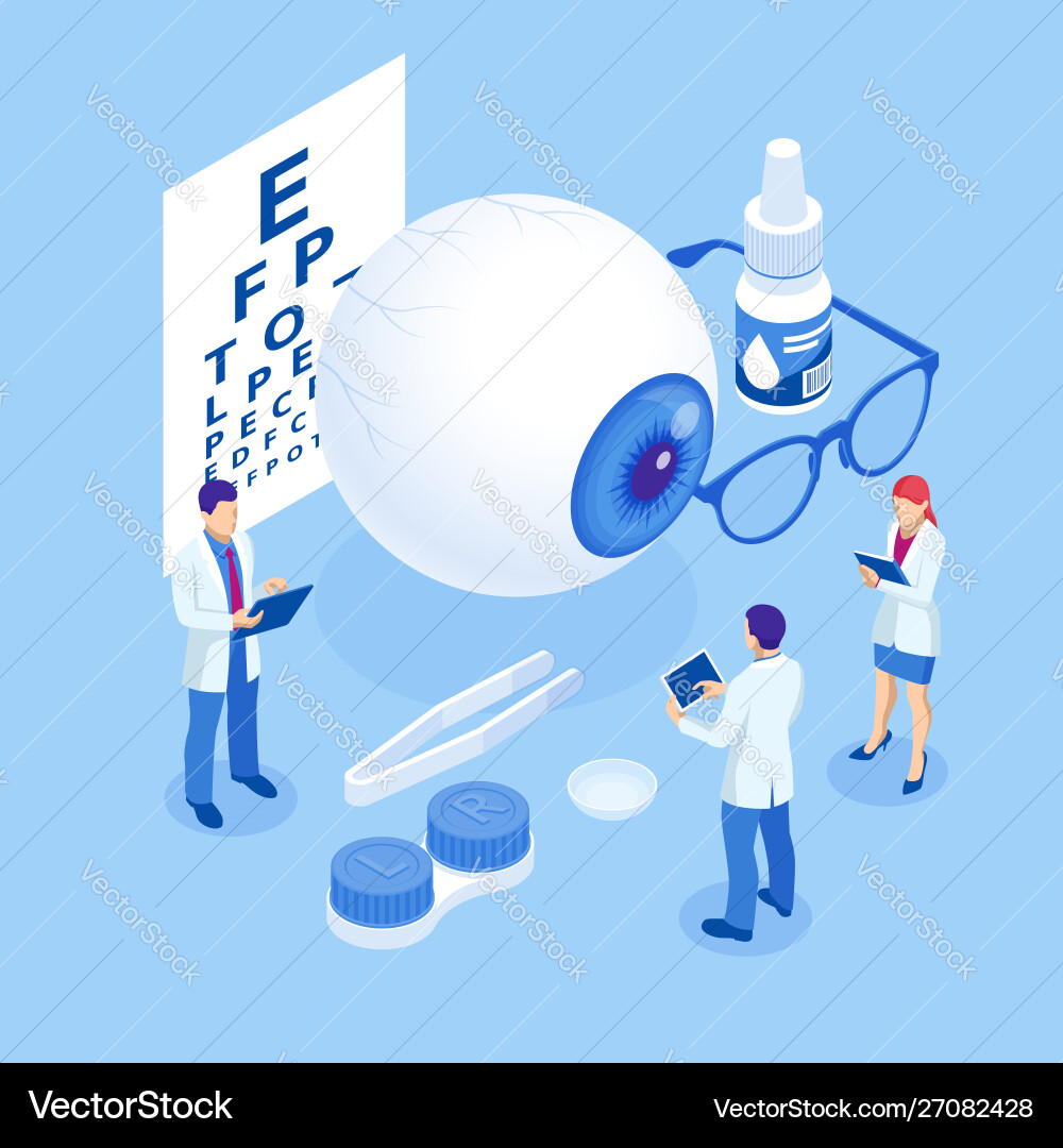 Isometric medical ophthalmologist eyesight check Vector Image