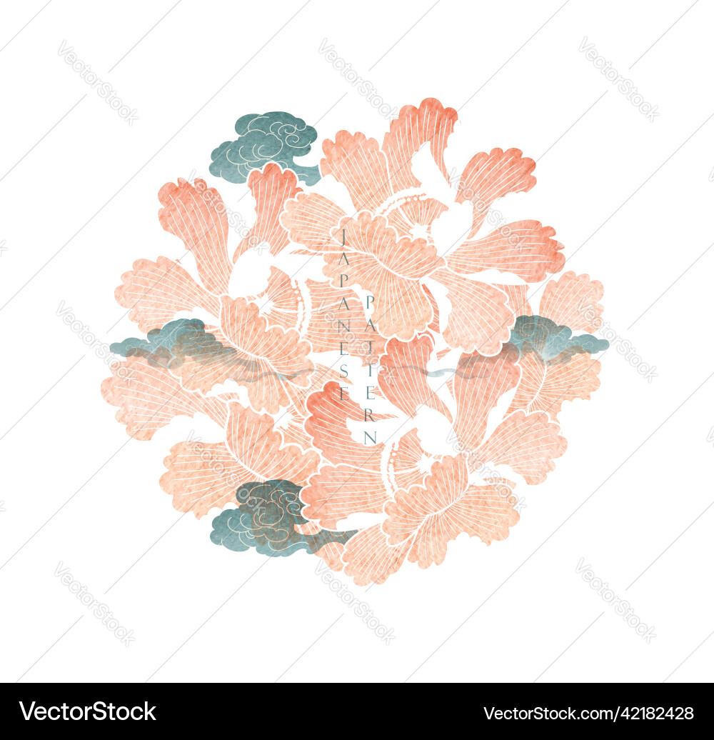 Japanese background with watercolor texture Vector Image