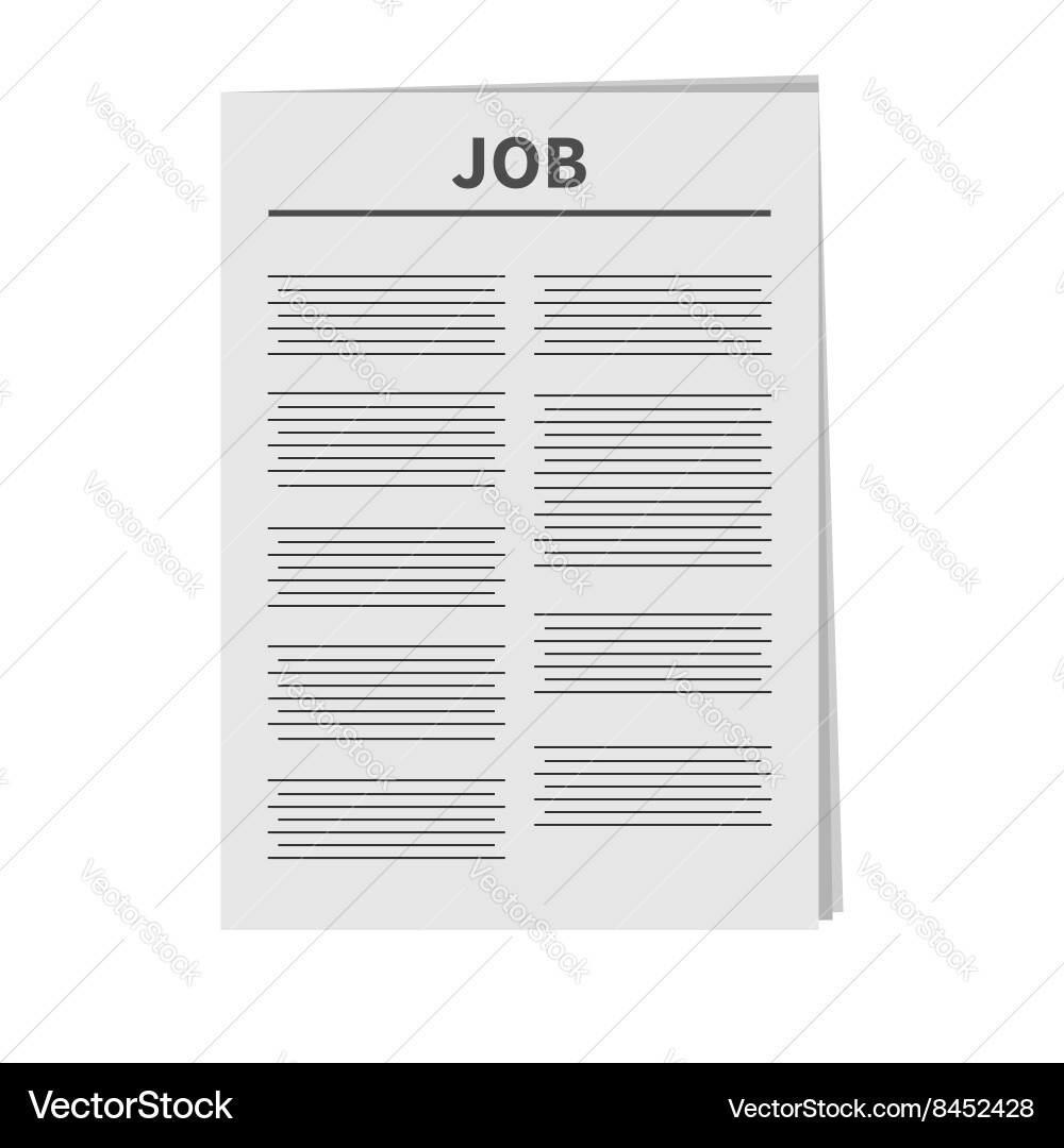 Job newspaper icon flat design isolated white Vector Image