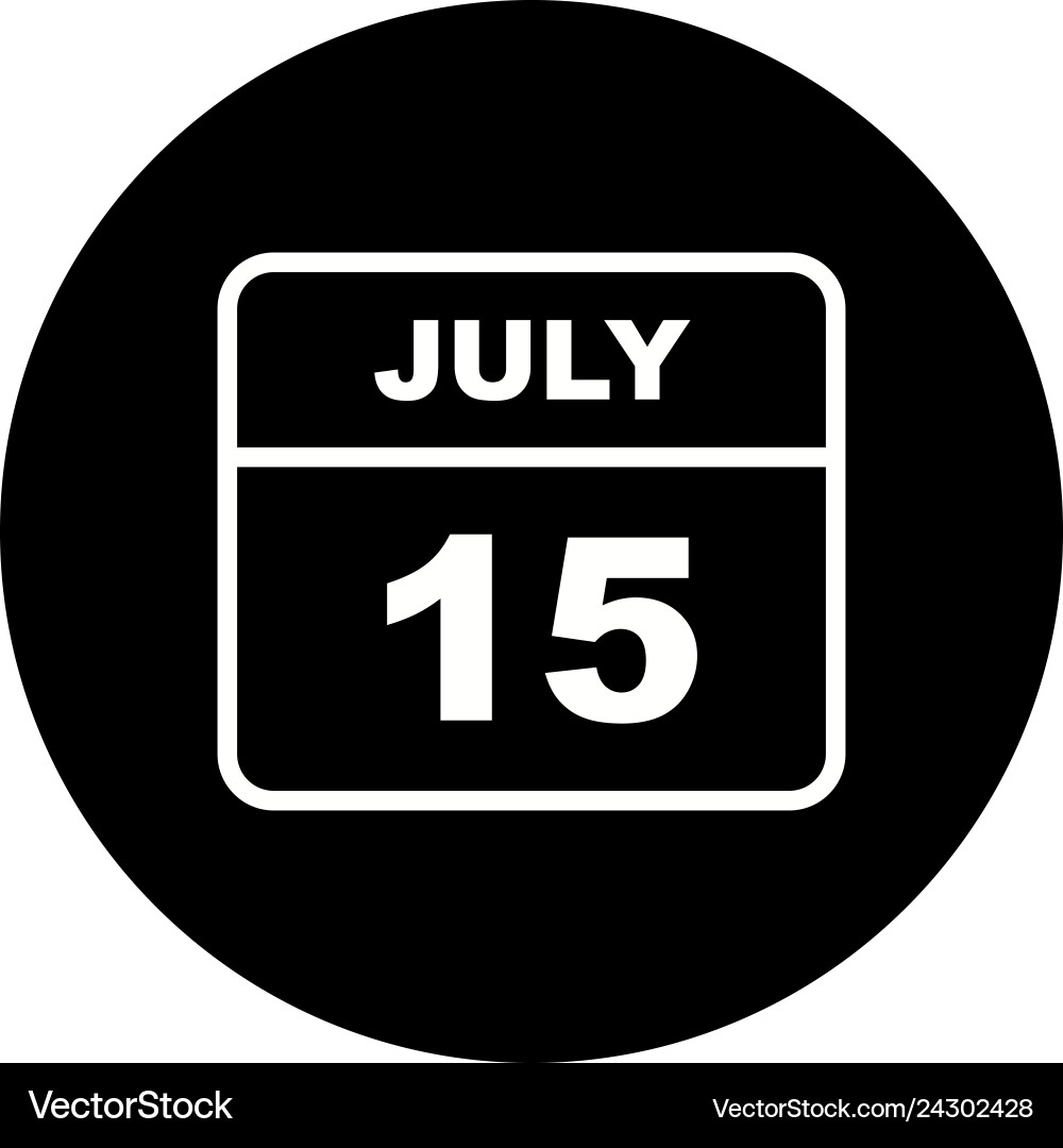 July 15th date on a single day calendar Royalty Free Vector