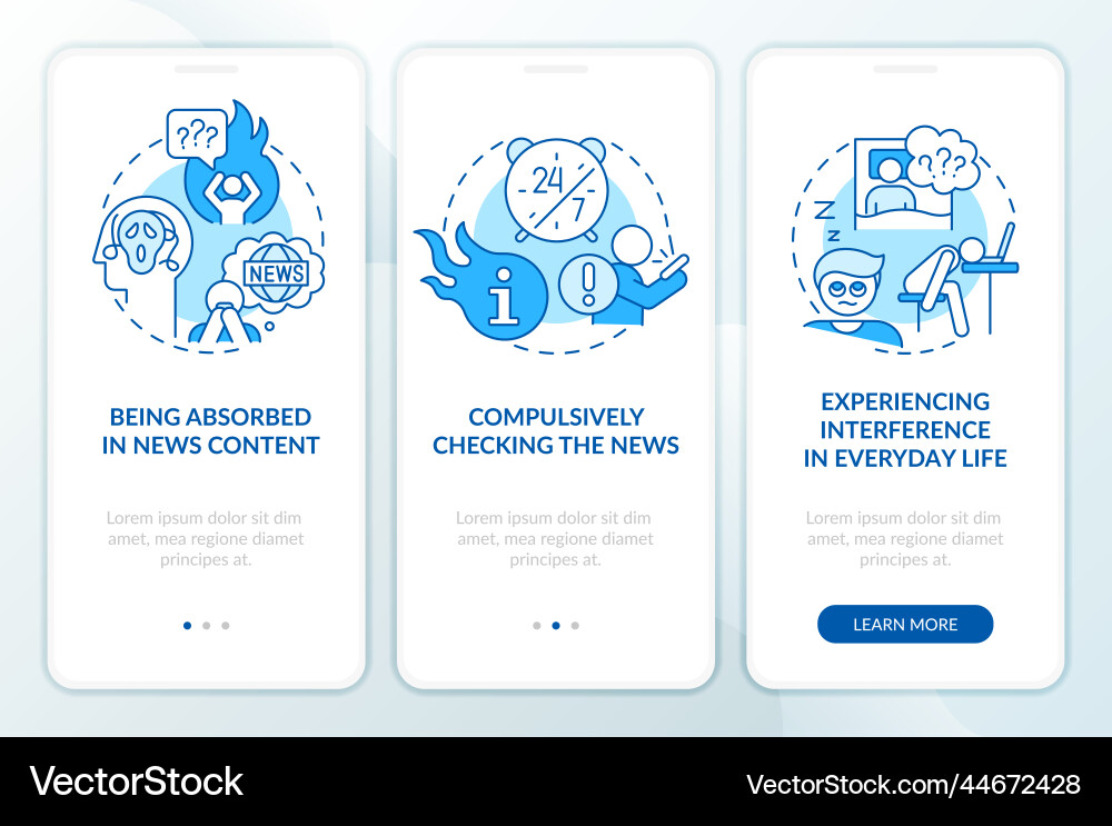 Negative effects of digital media blue onboarding Vector Image