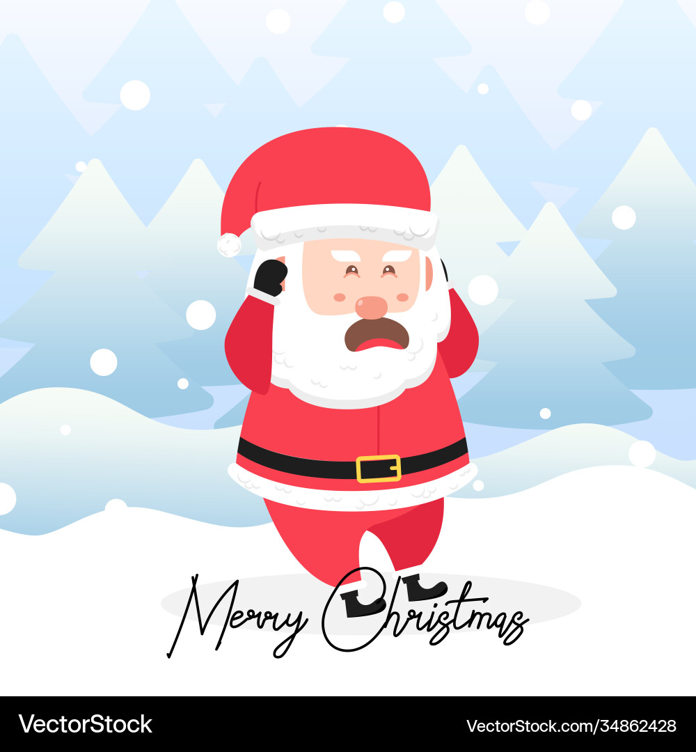 Santa claus with a scared face and scene Vector Image