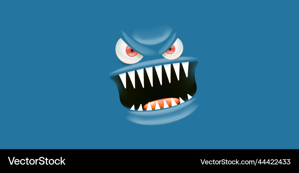 Angry blue monster face with open mouth Royalty Free Vector