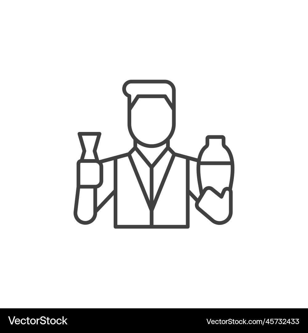 Bartender barkeeper line icon linear style sign Vector Image
