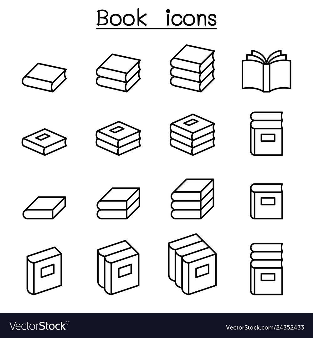 Book icon set in thin line style Royalty Free Vector Image