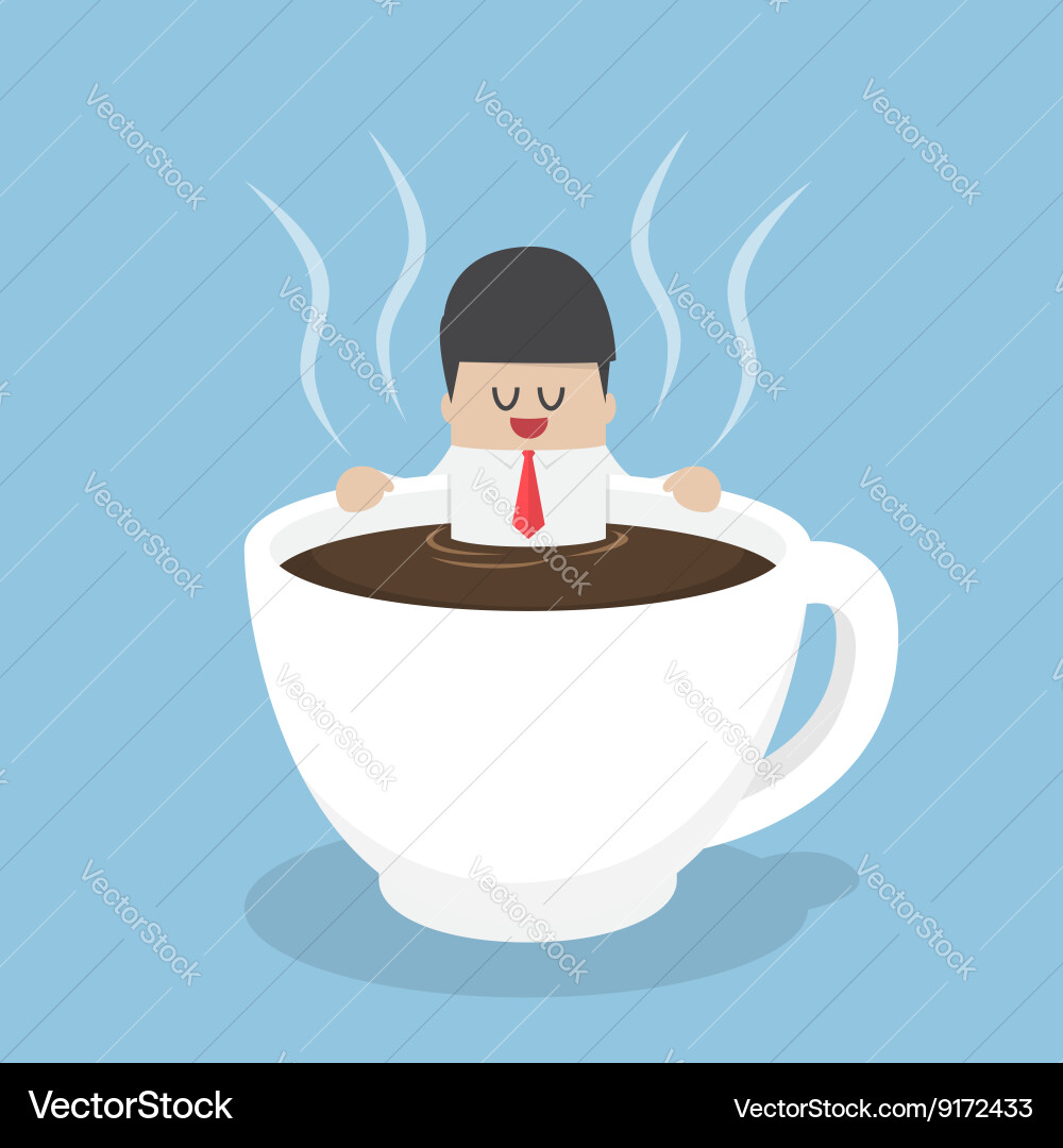 Businessman relaxing in a cup coffee Royalty Free Vector