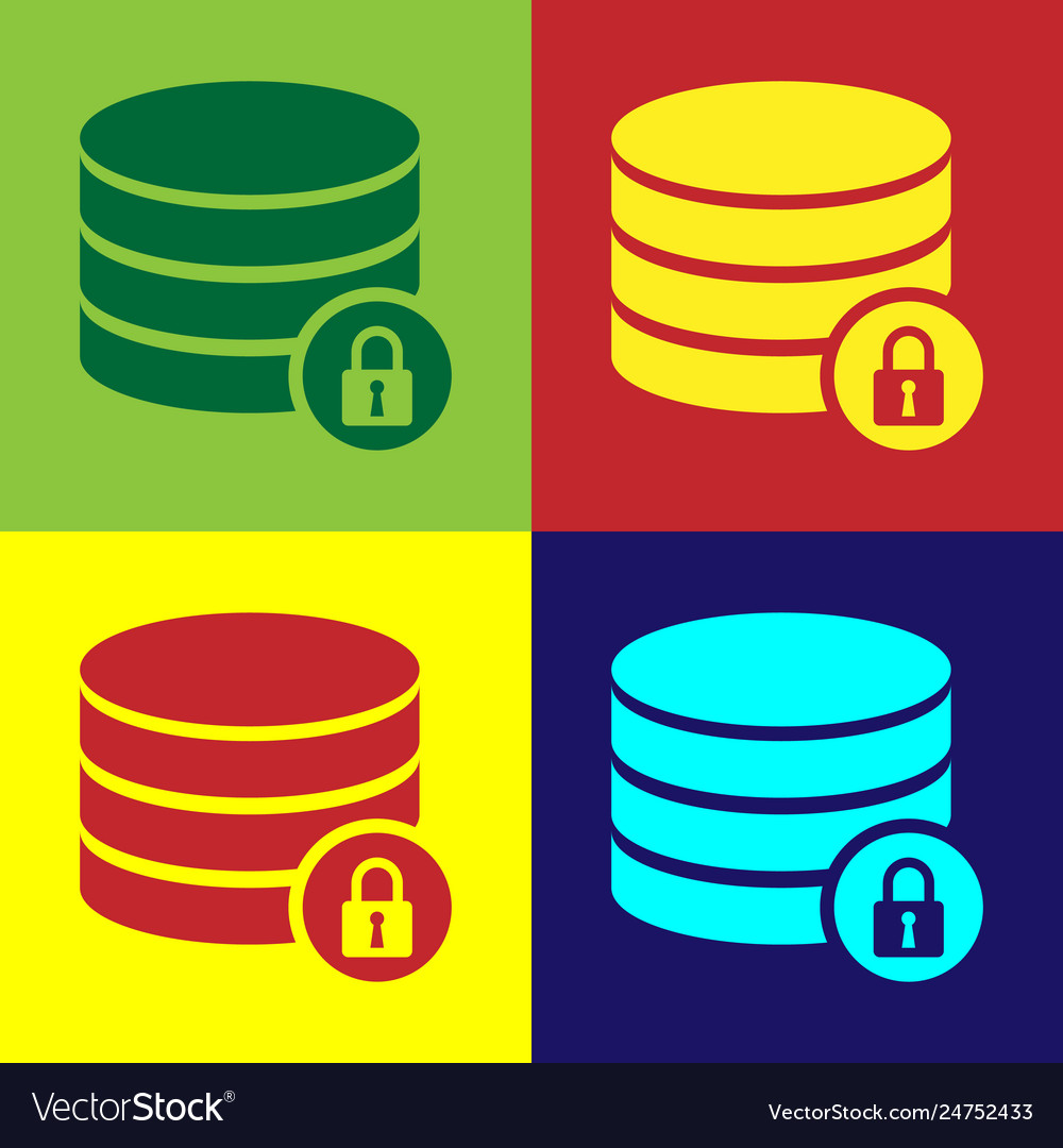 Color server security with closed padlock icon Vector Image