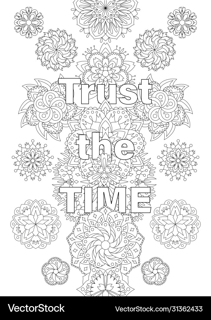 Coloring book for adults with inspiring text Vector Image