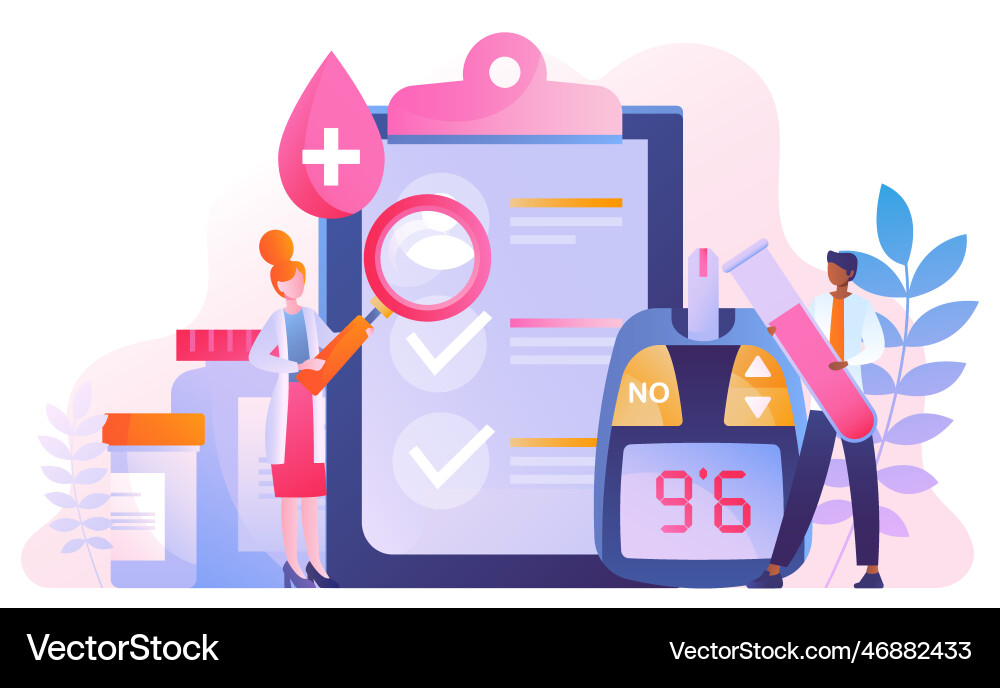 Doctors study diabetes Royalty Free Vector Image