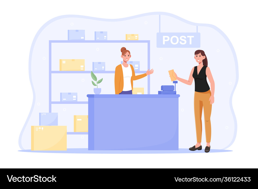 Female character is receiving parcel from mail Vector Image