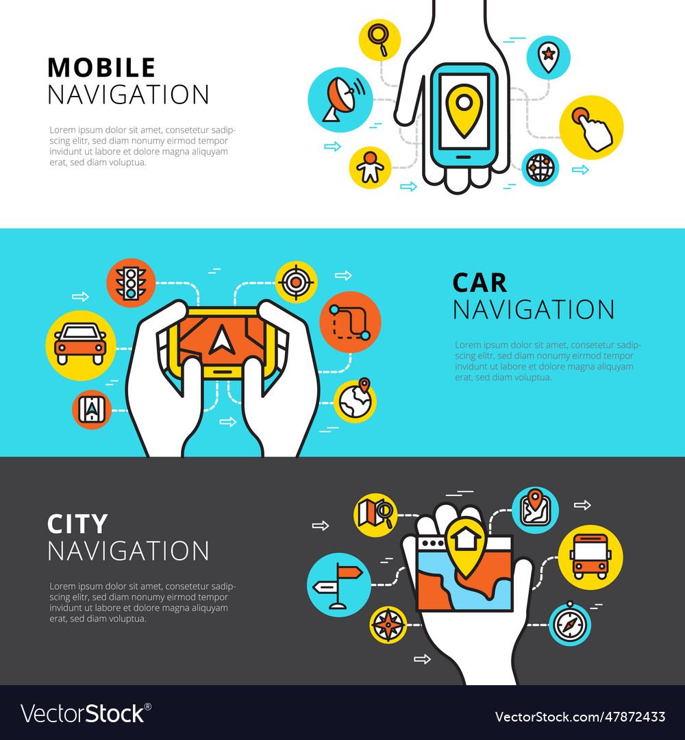 Flat navigation banners navigation banners Vector Image