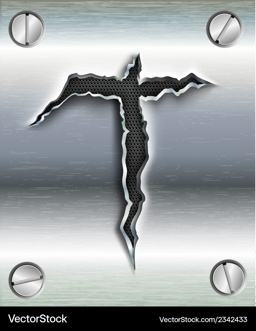 Letter cut out in metal Royalty Free Vector Image