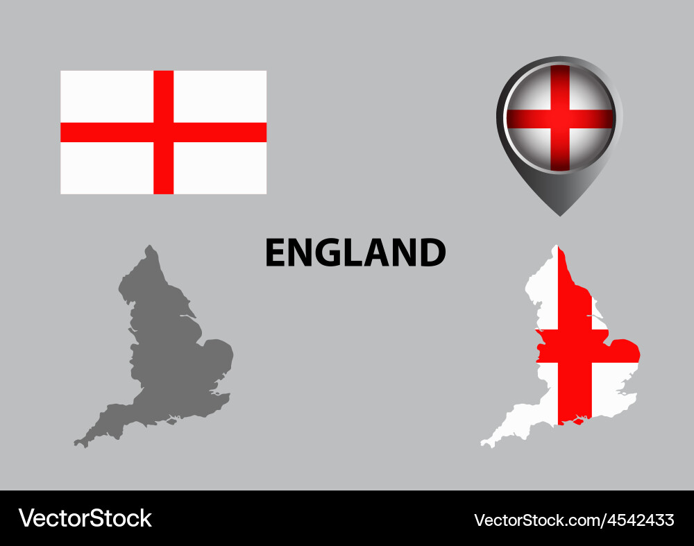 Map of england and symbol Royalty Free Vector Image