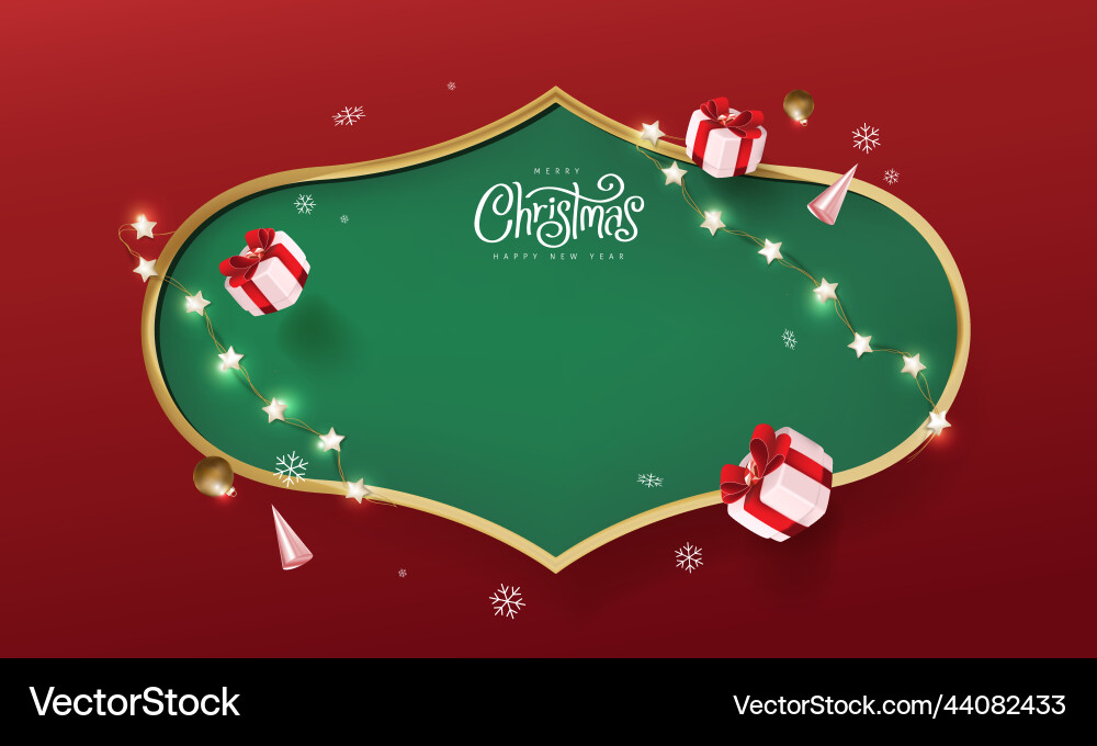 Merry christmas sign banner frame with empty Vector Image