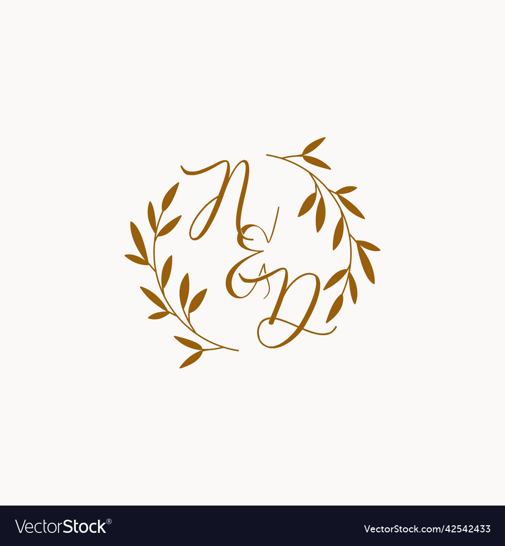 Nd initial wedding monogram logo Royalty Free Vector Image